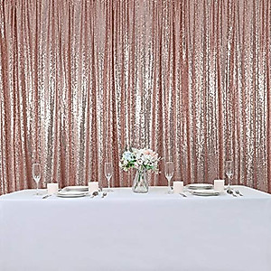 Hahuho Rose Gold Sequin Backdrop Curtain, 2PCS 2FTx8FT Glitter Backdrop Curtain for Parties, Christmas, Wedding, Party Decoration（2 Panels, 2FT x 8FT, Rose Gold