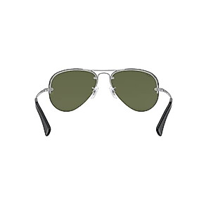 Ray-Ban RB3449 Aviator Sunglasses, Silver/Green Mirrored Silver, 59 mm