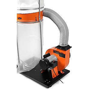 WEN DC1300 1,300 CFM 14-Amp 5-Micron Woodworking Dust Collector with 50-Gallon Collection Bag and Mobile Base , Black