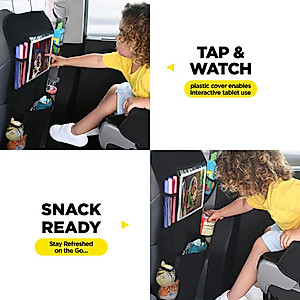 lebogner Car Seat Protector + Backseat Organizer With iPad and Tablet Holder, 5 Pocket Storage Car Seat Back Cover & Kick Mat Protector