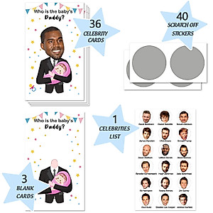 Funny Baby Shower Scratch Off Game Cards, Scratch Off Lottery Ticket Raffle Cards Baby Shower Game, Great Party Icebreak Game Ideas for Baby Shower, who is the baby's daddy, Black Suit, 40 Cards