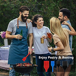 Hhyn Silicone Basting Pastry Brush Set 4 Pack Heat Resistant Spread Oil Butter Sauce for BBQ Grill Barbeque Kitchen Baking Cooking Pastries, 2 Large & 2 Small Multicolor