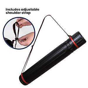 Pacific Arc Expandable Poster Storage Mailing Tube, for Blueprint, Artwork, Plans, Drafting - Hard Plastic Black 29 Inches to 48.5 inches with 3.75 Inch Opening