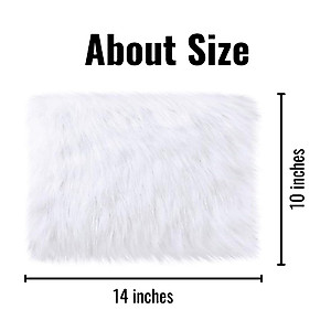 NINGDAN 14x10 inches 1pcs Rectangle Faux Fur Plush Cushion, Area Rugs Fluffy Carpet Mini Small Size Fit,for Tabletop Photography,Home Decor,Product Display,Locker Accessories for Girls (White)