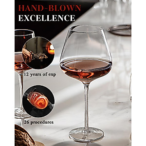 TrophyToast Extra Large 32oz Wine Glasses Set of 4 - Hand Blown Red Wine Glasses With Long Stem - Crystal Giant Burgundy Red Wine Glasses Clearer, Thin, Gift Packaging for Christmas,Wedding,Birthday