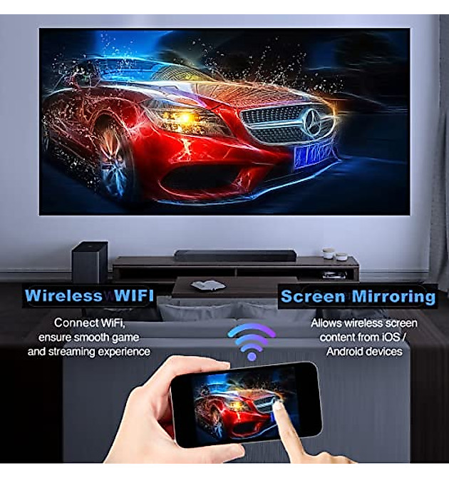 EUG Mini Smart Projector 1080P 4K WiFi Bluetooth Outdoor