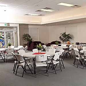 Lifetime 280435 Commercial Round Folding Table, 5 Feet, Almond