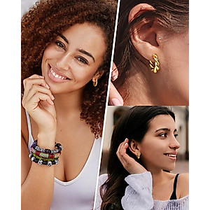 wowshow Chunky Gold Hoop Earrings, Twisted Hoop Earrings Lightweight Gold Hoops for Women 14K Gold Plated Hypoallergenic for Sensitive Ears 20mm