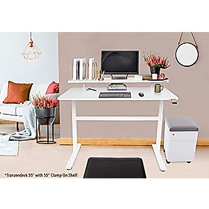 Stand Steady Tranzendesk 55 Inch Standing Desk | Easy Crank Height Adjustable Sit to Stand Workstation | Modern Ergonomic Desk Supports 3 Monitors | Perfect for Home & Office (55"/ White)