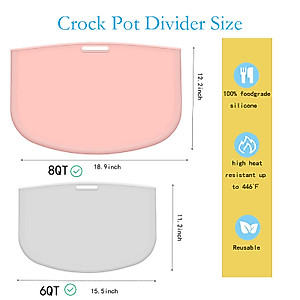 2 Pack Silicone Slow Cooker Liners Fits for 7-8 QT Crockpot, Reusable Silicone Crockpot Liner, Reusable Leakproof, Easy Clean (Pink+Gray) Bags, BPA Free and Dishwasher Safe