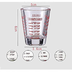 Shot Glasses Measuring cup Espresso Shot Glass Liquid Heavy Glass Wine Glass 26-Incremental Measurement 1oz, 6 Tsp, 2 Tbs, 30ml By BCnmviku (2 pack-Black + 2 pack-Red)