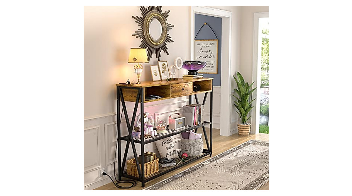 Armocity Console Table w/ Outlets - Entryway, Sofa, Storage