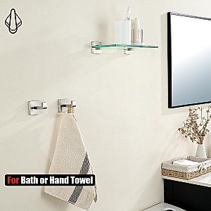 JQK Bathroom Towel Hook Brushed, Coat Robe Clothes Bath Wall Hooks for Kitchen Garage SUS 304 Stainless Steel Thick 0.8mm, 2 Pack Brushed Steel, TH250-BN-P2