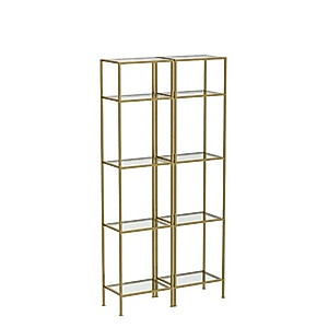 Crosley Furniture Aimee Narrow Etagere Set, Gold and Glass