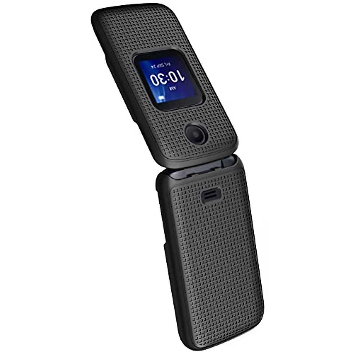 Case with Clip for Go Flip 4 / TCL FLIP Pro Phone, Nakedcellphone Slim Hard Shell Cover and [Rotating/Ratchet] Belt Hip Holster Holder Combo for Alcatel 4056W, 4056L, 4056Z, 4056V - Black