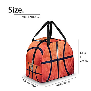 Basketball Lunch Bag Box, Sports Ball Lunch Box Insulated Cooler Bag Tote Bag Lunch Holder Handbag Organizer Lunchbox for Women Men Outdoor Picnic Beach Work School