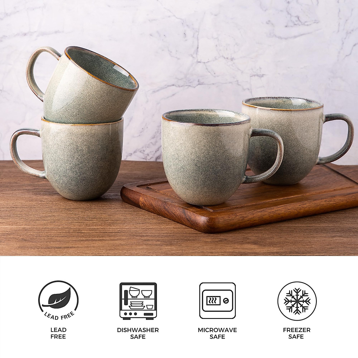 AmorArc 12oz Coffee Mugs, Ceramic Coffee Mugs set of 6 for Man, Woman, Dad, Mom, Modern Coffee Mugs with handle for Latte/Cappuccino/Milk/Cocoa. Dishwasher&Microwave Safe, Reactive Glaze