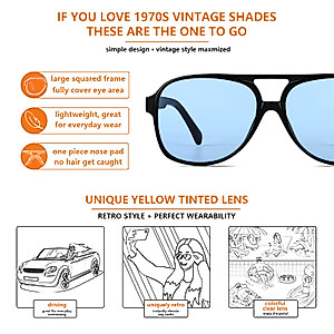 Xpectrum Big 70s Retro Clear Yellow Sunglasses for Men Women Vintage Trendy Sun Glasses (Blue/Black)