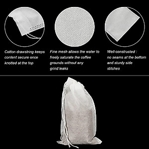 50pcs No Mess Cold Brew Bags, 4x6 inch Disposable Coffee Filter Bag Fine Mesh Brewing Drawstring Pouches for Iced Coffee Hot Tea Herb Spice