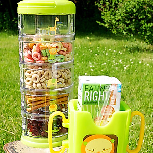 Innobaby Packin' Smart Stackable and Portable Storage System for Formula, Baby Snacks and More. Set of 5 Stackable Containers in Strawberry Sorbet. BPA Free.