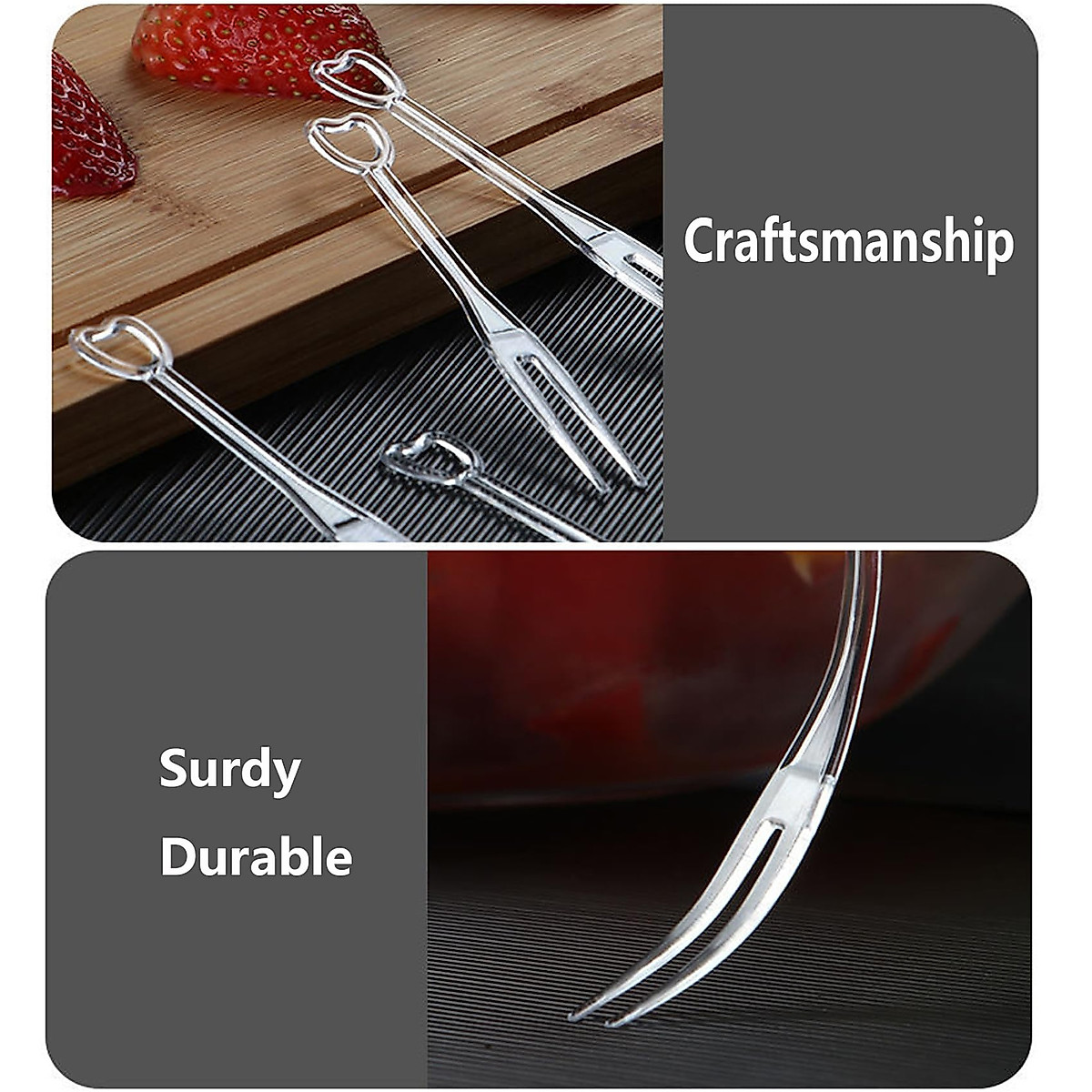1000PCS Disposable Plastic Fruit Forks, Cake Forks, Mini Cocktail Tasting Forks, ThickenedForks for Fruits, Desserts, Cheese Cubes, Snacks (Black)