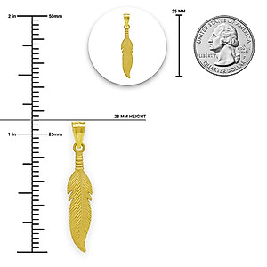 Gold Feather Charm - 10 Karat Solid Gold - Feather Pendant Necklace - Optional Gold Chain (No Chain - Charm Only)