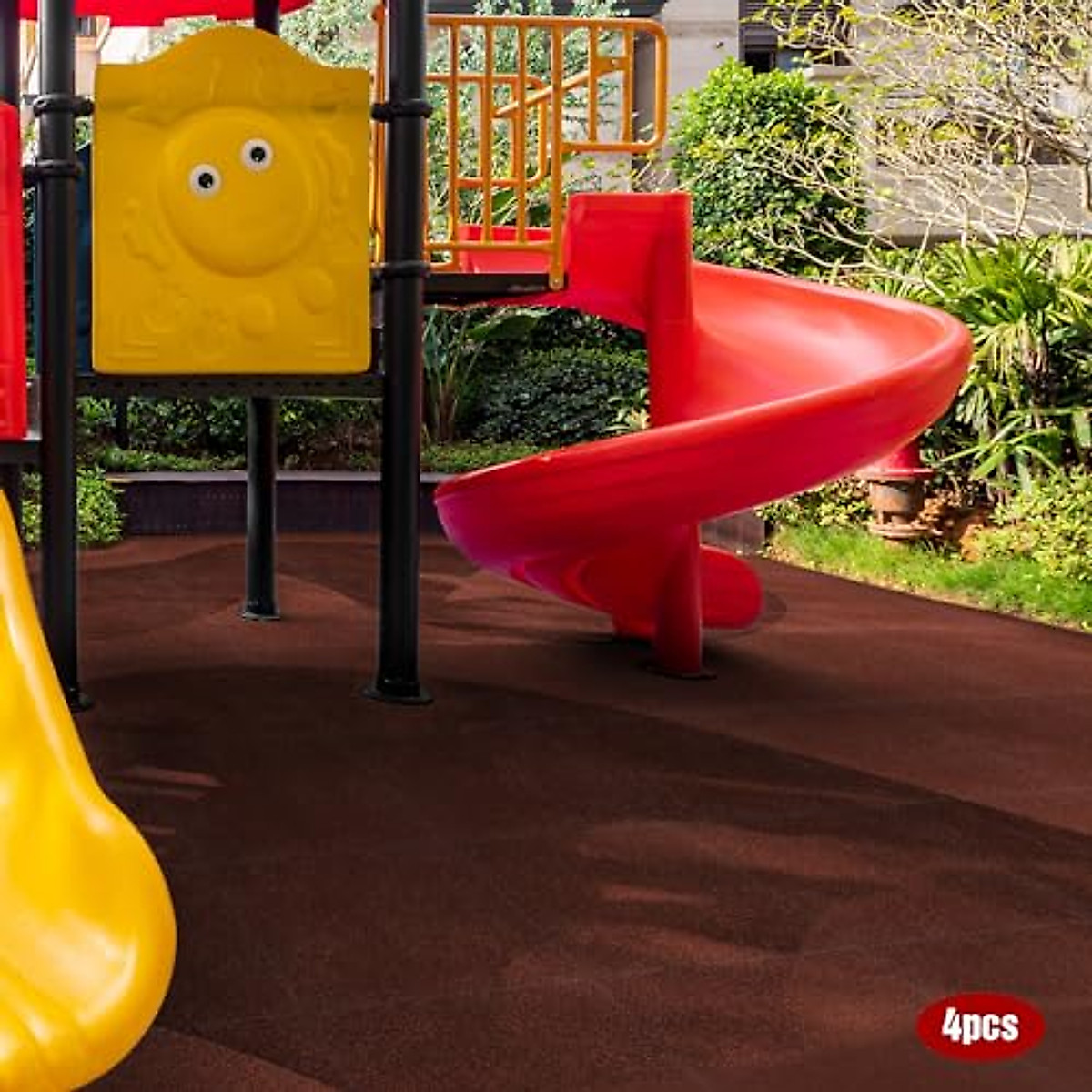 4PCS Outdoor Rubber Tiles Gym Floor Sports Deck Backyard Play Area Flooring Mat Safety Rubber Paver for Playground Home Gym Heavy Workout Equipment Flooring Indoor and Outdoor