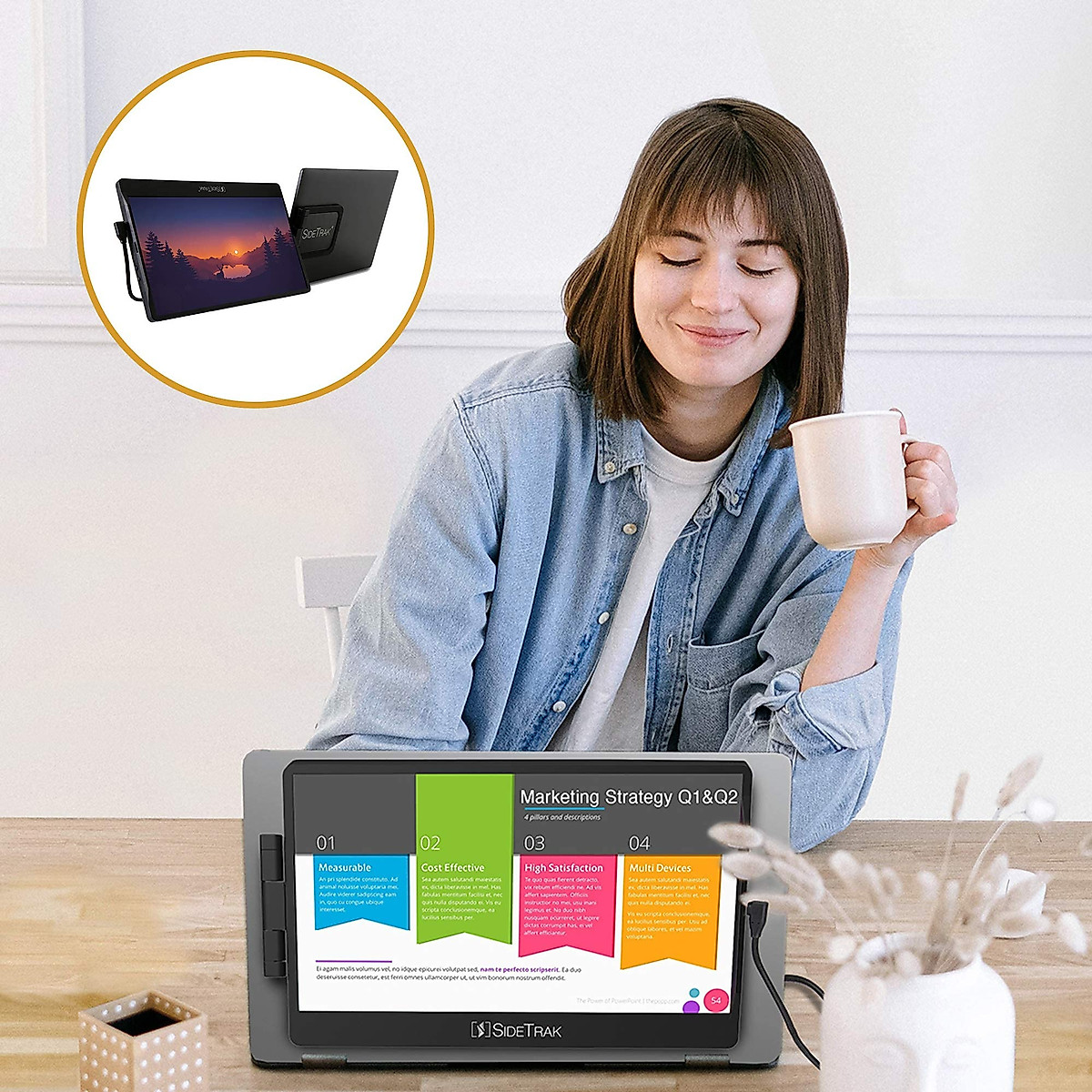 SideTrak Swivel 12.5” Attachable Portable Monitor for Mac FHD IPS Dual Screen with Kickstand | Compatible with All MacBook Pro & MacBook Air Laptops | Powered by USB-C or Thunderbolt