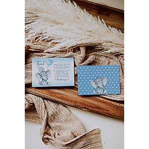Your Main Event Prints Elephant Baby Shower Thank You Cards 20 Count Pre-written Thank You Cards, Baby Sprinkle Blue Dots