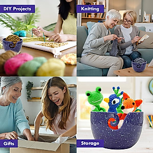 Darn Good Yarn handcrafted ceramic knitting crocheting yarn bowl| Purple speckled design| Large- holds at least 2 balls of yarn