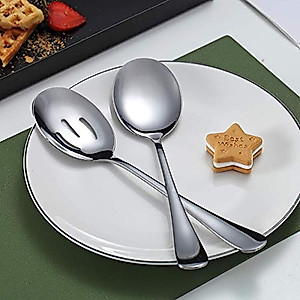 Serving Spoons 4 Pieces, Kyraton Serving Spoon, Include 2 Serving Spoon And 2 Slotted Spoons, Stainless Steel Serving Utensils, Serving Set Packing of 4