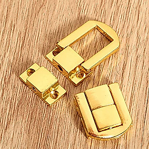 dophee Toggle Catch Lock 0.98"x0.79" Gold Retro Style Iron Hasp Wood Chest Lock Latch Clasp with Screws for Jewellery Box Suitcase Chest Decoration (5-Pack)