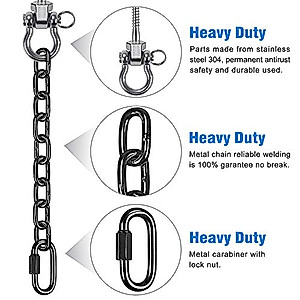 BeneLabel Swing Hooks with 39" Black Chain, Hanging Kits Hammock Chair Hardware, Screw Bracket for Indoor Outdoor Playground Swing Hammock Chair Porch Swing, 1000LB Capacity