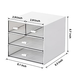 Comix Desk Organizer with Drawer, Desk Storage Box with 4 drawers, Plastic Office Stationery Supplies Organizers, Desktop Organizer for Office School Home (White)