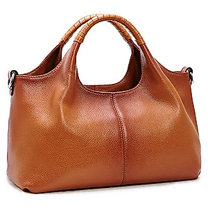 Iswee Genuine Leather Purses and Handbags for Women Shoulder Bag Top Handle Satchel Ladies Hobo Crossbody Bags (Sorrel)