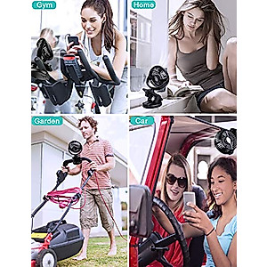 YXwin Stroller Fans Mini USB Desk Clip on Fan, Table Fan 40 Hours(Max) 360° Rotation 5000mAH Rechargeable Battery Operated 4 Speed Quiet Fan for Outdoor/Indoor Baby Car Travel Office Camping Library