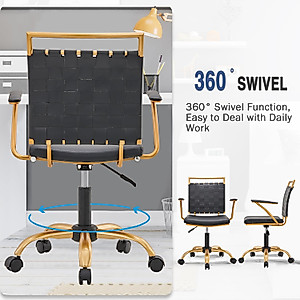 LUX MODERNS Black Desk Chair and Gold Office Chair for Home Office, Small Office Chair,Computer Chair, Task Chair, Ergonomic Office Chair with arm…