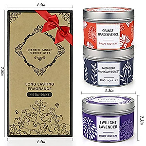 Candles for Home Scented, 3 Pack Scented Candles Gifts for Women, 100 Hour Long Lasting Soy Candles, Aromatherapy Jar Candles for Home, Birthday, Holiday - Lavender | Orange Blossom | Mahogany Candle