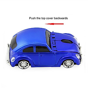 Aodyow 2.4GHz Wireless Mouse Cool Sport Car Shape Optical Gaming Mouse Cordless Mice 3 Buttons 1600DPI with USB Receiver for PC Laptop Computer (Blue)