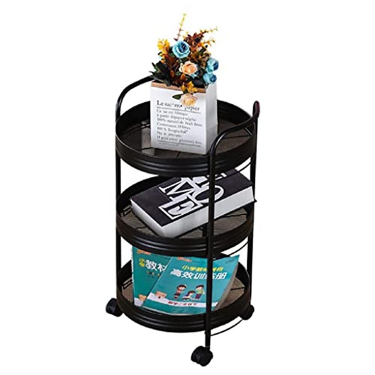 JYDQM 3 Layer Movable Kitchen Storage Rack Carbon Steel Bathroom Shelf with Wheels Space Saving Trolley Tools (Color : D, Size : 1pcs)