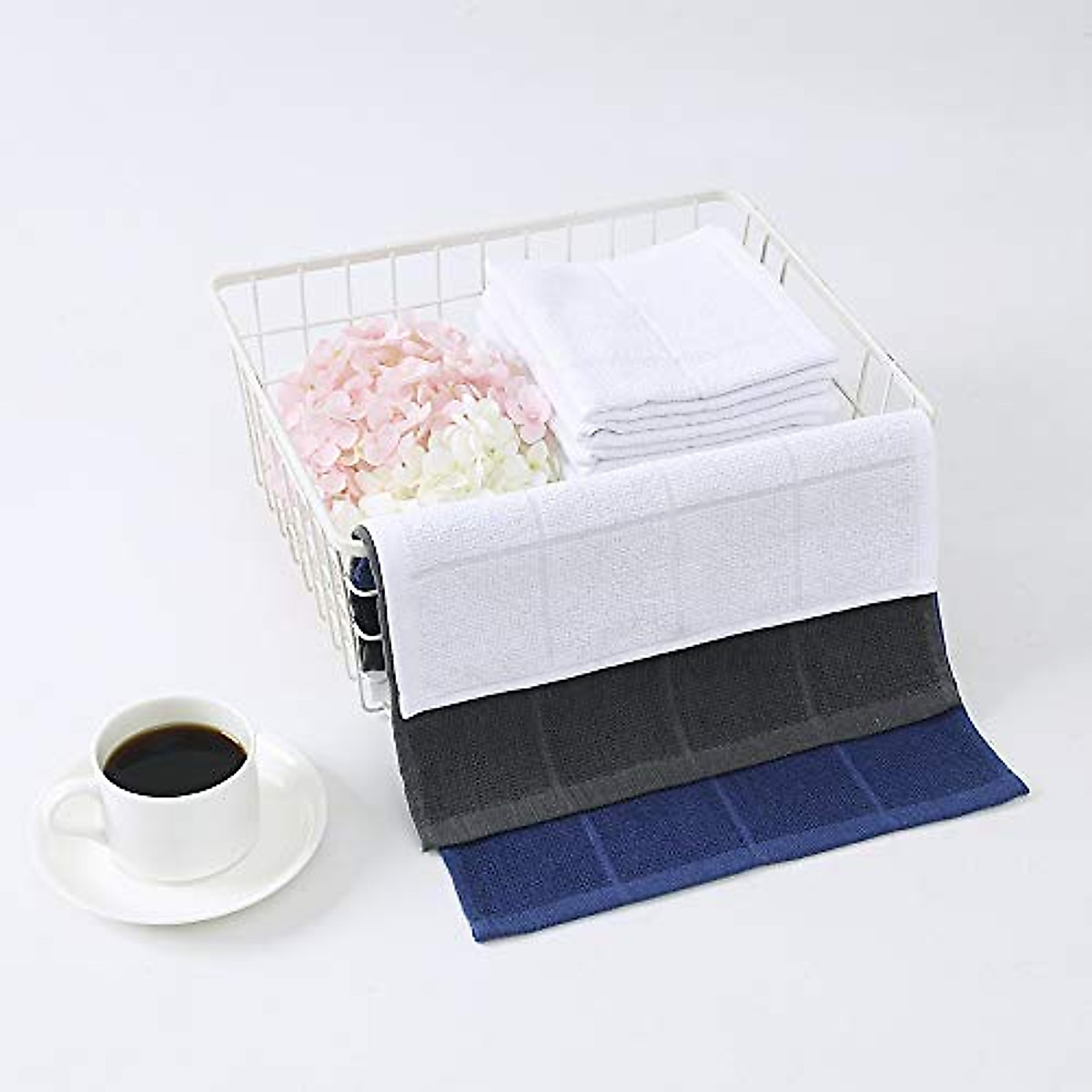 Glynniss Dishcloths Kitchen Highly Absorbent Dish Rags 100% Cotton Dish Cloths for Washing Dishes, Cleaning (11 x 11 Inches, 12 pcs, White)