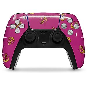 WraptorSkinz Skin Wrap compatible with Sony PS5 DualSense Controller Anchors Away Fuschia Hot Pink (CONTROLLER NOT INCLUDED)