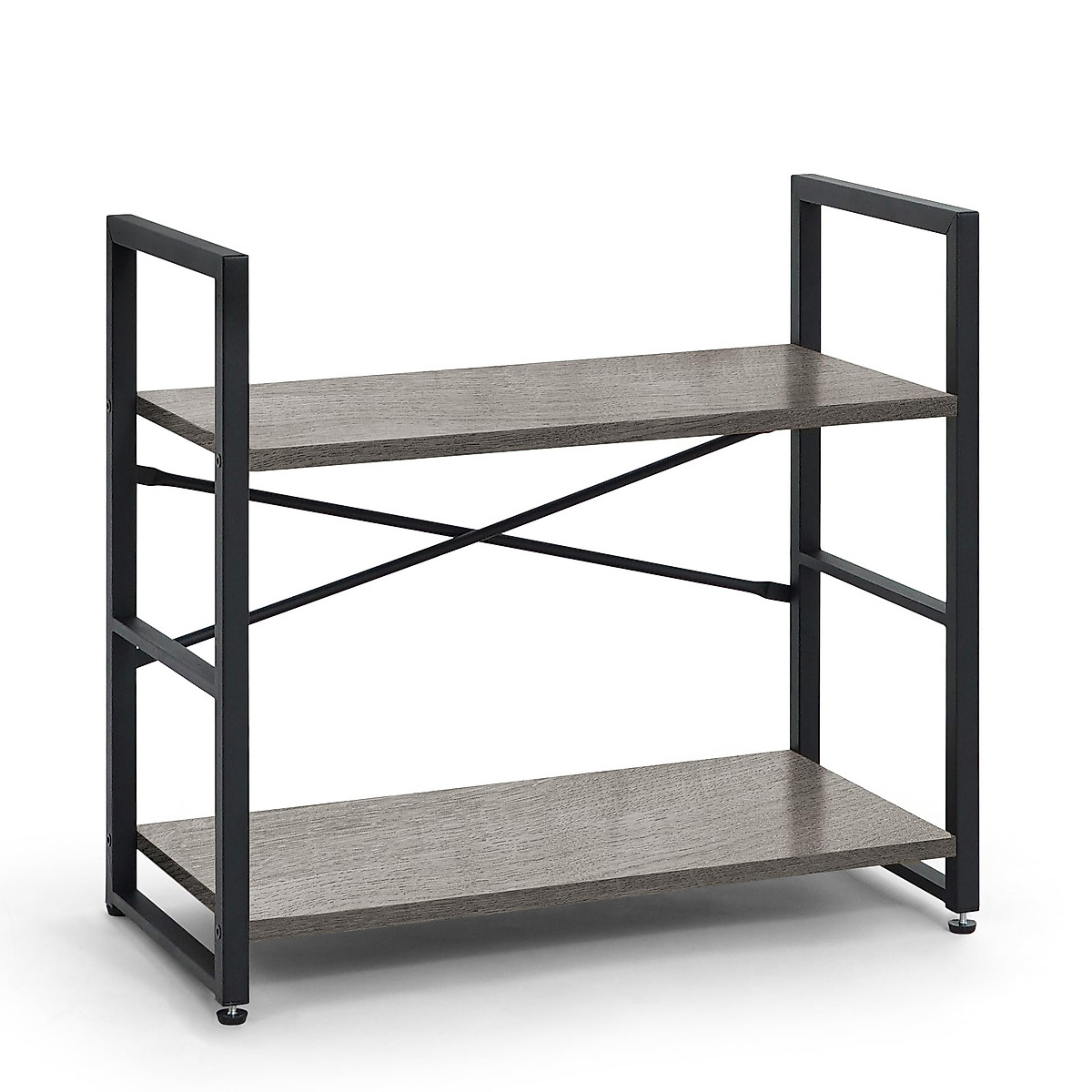 CAPHAUS 2 Tier Small Bookshelf, 24 Inch Width Free Standing Shelf, Bookcase Shelf Storage Organizer, Industrial Book Shelves for Home Office, Living Room, Dark Grey Shelves & Metal Frame