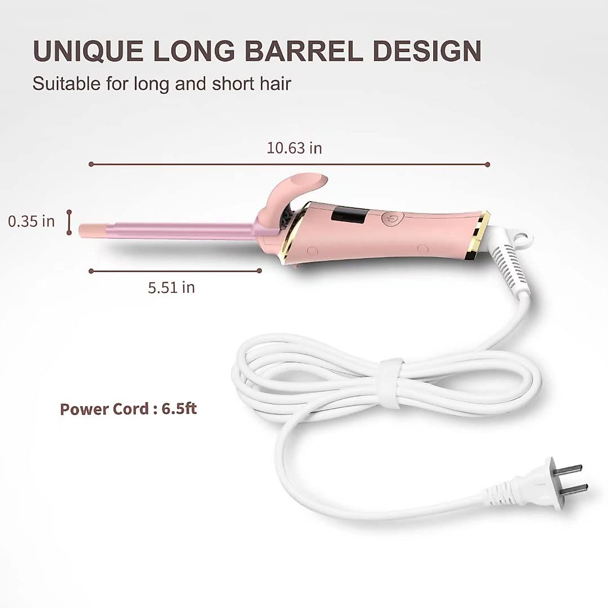 ADTZYLD Curling Iron Curling Wand, Mini Hair Curler for Short Long Hair Crimper 9mm Ceramic Barrel Tight Curls LCD Temperature Display (0.35 Inches)