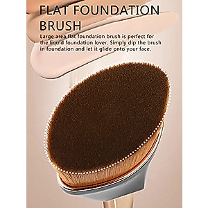 Flat Top Foundation Brush, TEOYALL Flawless Kabuki Brush Face Makeup Brush for Blending Liquid, Cream, Cosmetics with Storage Box (Black)