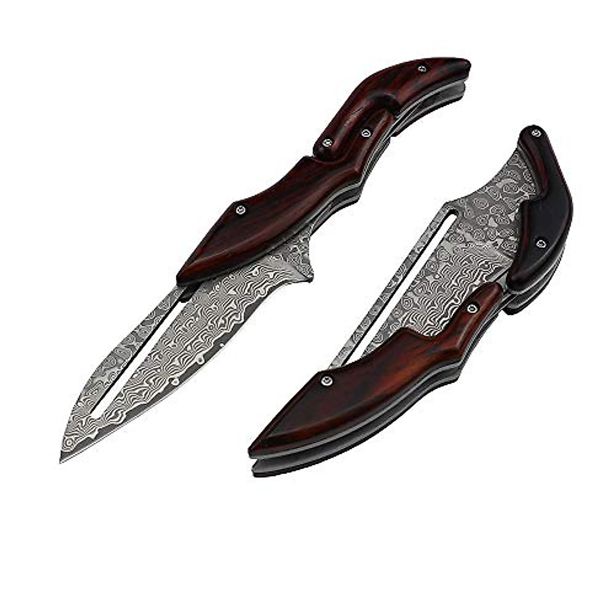 MASALONG Residual Wings KNI191 Damascus folding collection knife (Straight back)