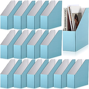 15 Pack Cardboard File Holder Organizers Blue Magazine File Holder Cardboard Document Rack Magazine File Srorage Magazine Storage Contains for Home Office School Desktop Supplies