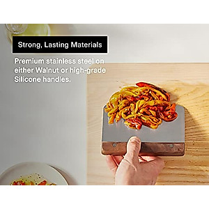 Misen Bench Scraper for Baking & Cooking - Food Scraper Tool - Stainless Steel Scraper Tool for Kitchen Use, Walnut