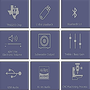 O-NOORUS PA325 HiFi Class D Power Amplifier TPA3255 Stereo Audio Integrated Bluetooth Amp 2.1 for Passive Speaker Home Audio with 36V Power Supply Subwoofer Treble and Bass Max 300Wx2