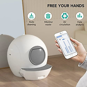KungFuPet Self-Cleaning Cat Litter Box, Automatic Cat Litter Box APP Control Smart Large Litter Box for Multiple Cats Safety Protection Odor Removal [Upgrade Version]